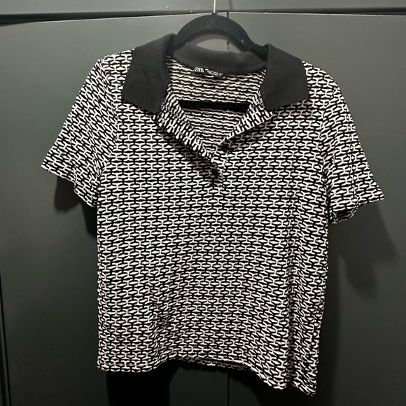 Zara | Tops | Zara Jacquard Collared Shirt | Poshmark